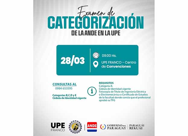 UPE Franco será sede de Examen de Categorización de la ANDE | DIARIO ...